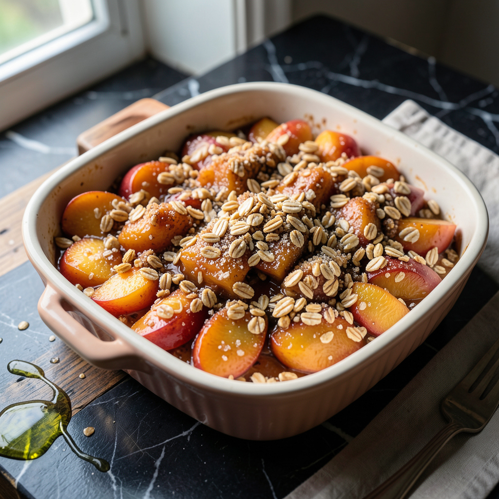 Peach Crisp Recipe: Golden Oat Topping and Tender Fruit - Drool Recipes