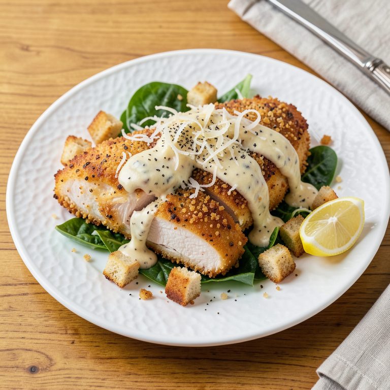 Caesar Chicken Recipe: Crispy Parmesan Crust With Bold Dressing - Drool ...