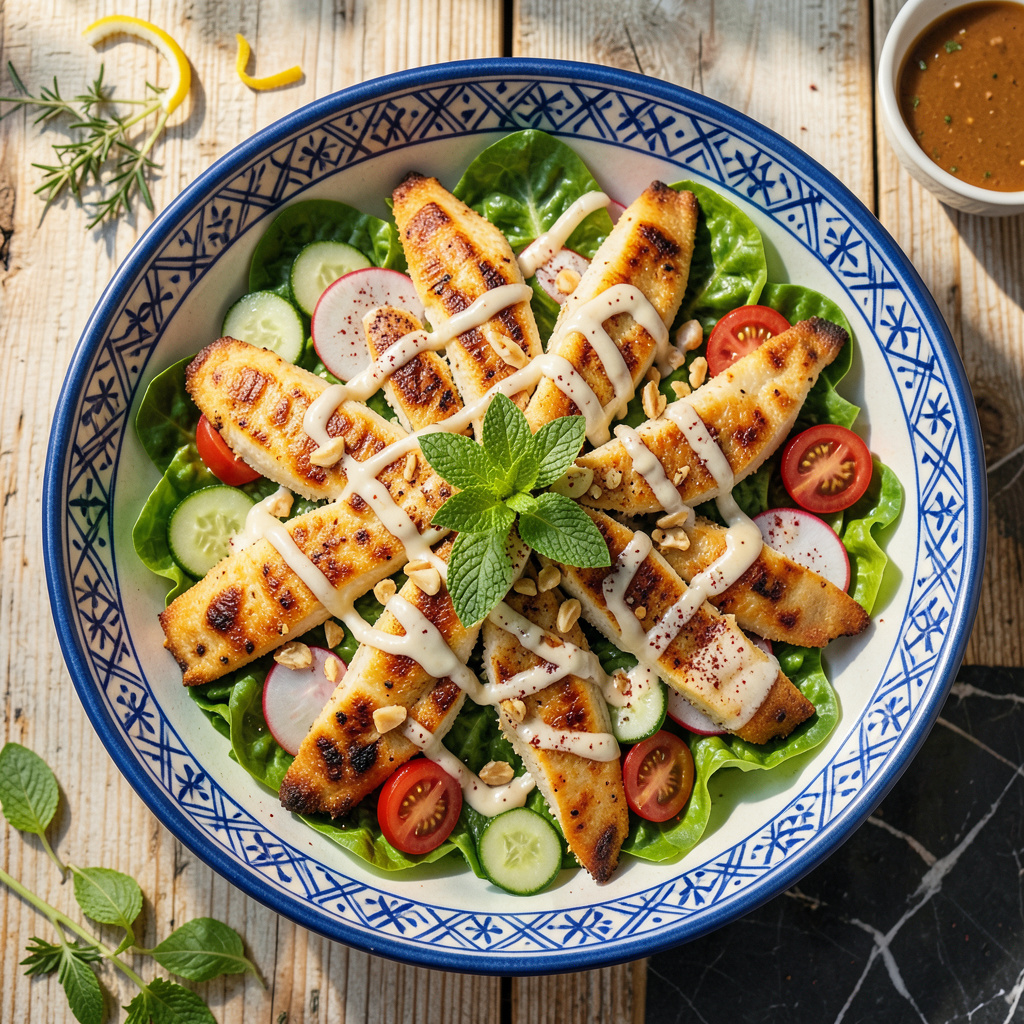 Chicken Fattoush Recipe: Crispy Pita and Zesty Herb Salad Bowl - Drool ...