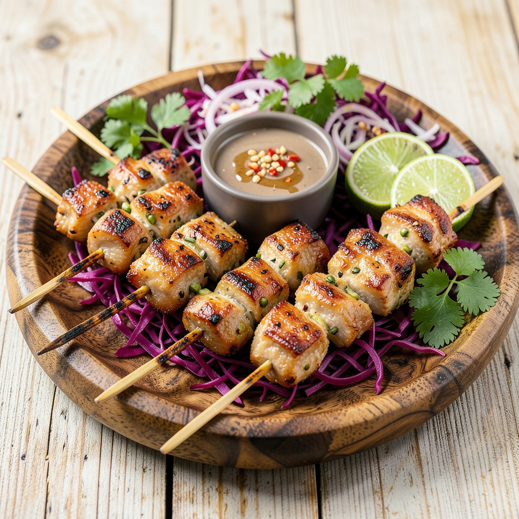 Pork Satay Skewers Recipe: Peanut Sauce and Charred Perfection - Drool ...
