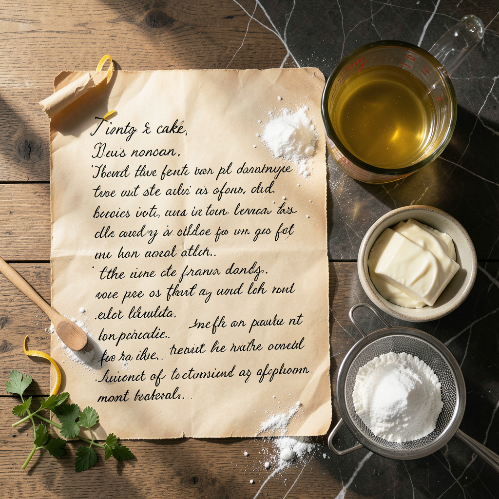 Cake Recipe on Paper: Vintage-Inspired Nostalgia for Handwritten Treasures