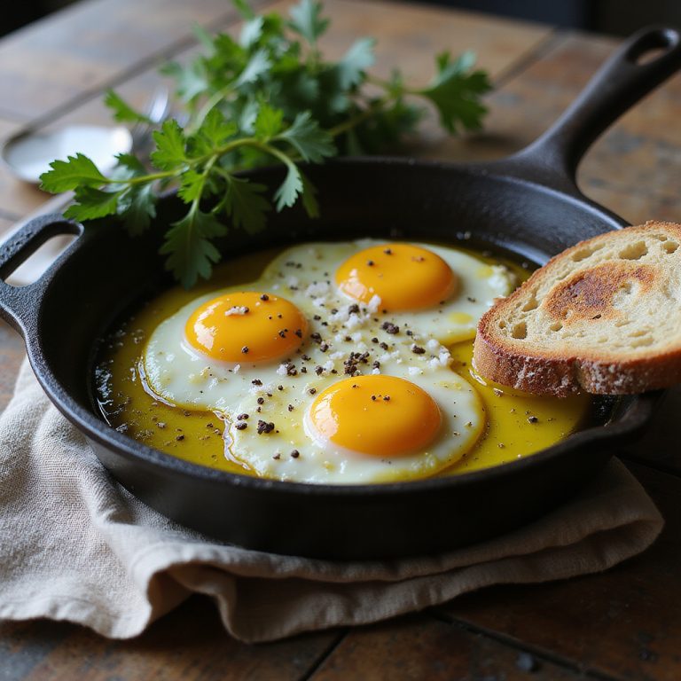 Eggs in Olive Oil: Silky Whites With Runny Yolks - Drool Recipes