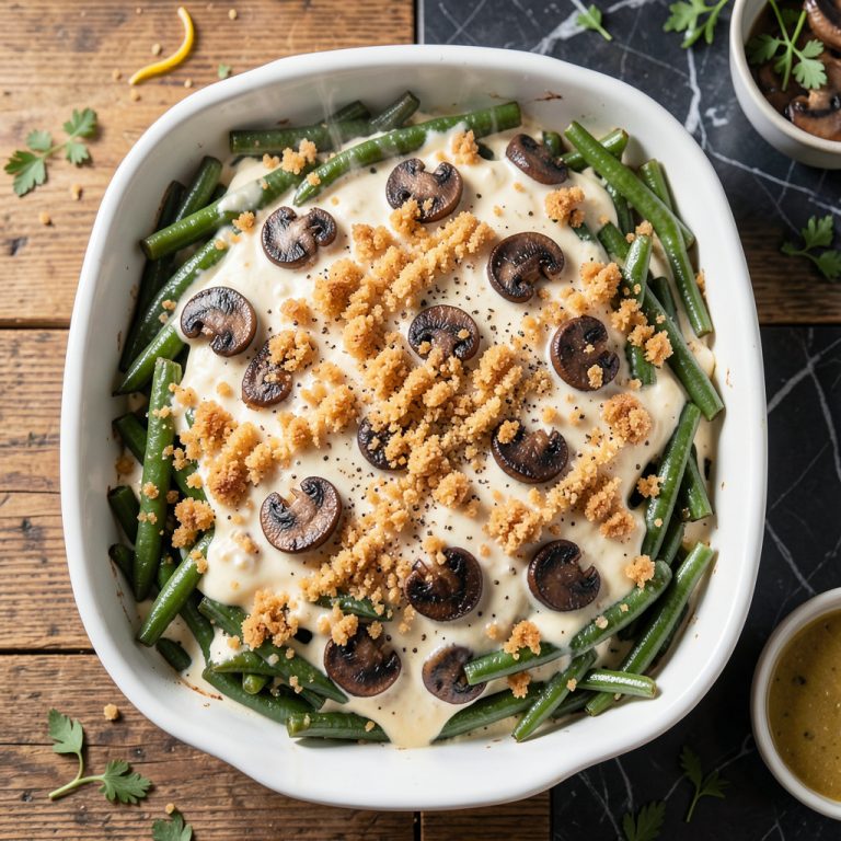 Green Bean Casserole Recipe No Canned Soup: Fresh Mushroom Cream Sauce ...