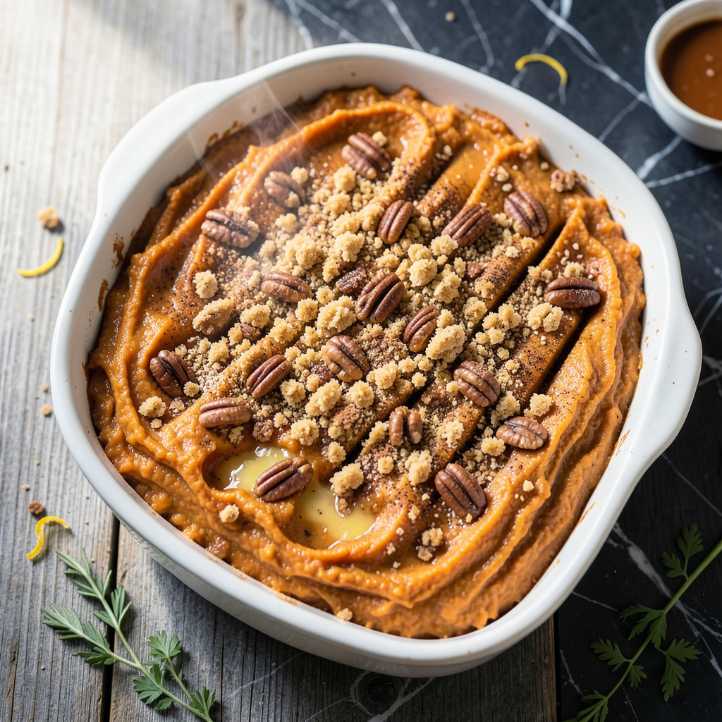 Natasha's Kitchen Sweet Potato Casserole Recipe: Pecan-Streusel Crowd ...