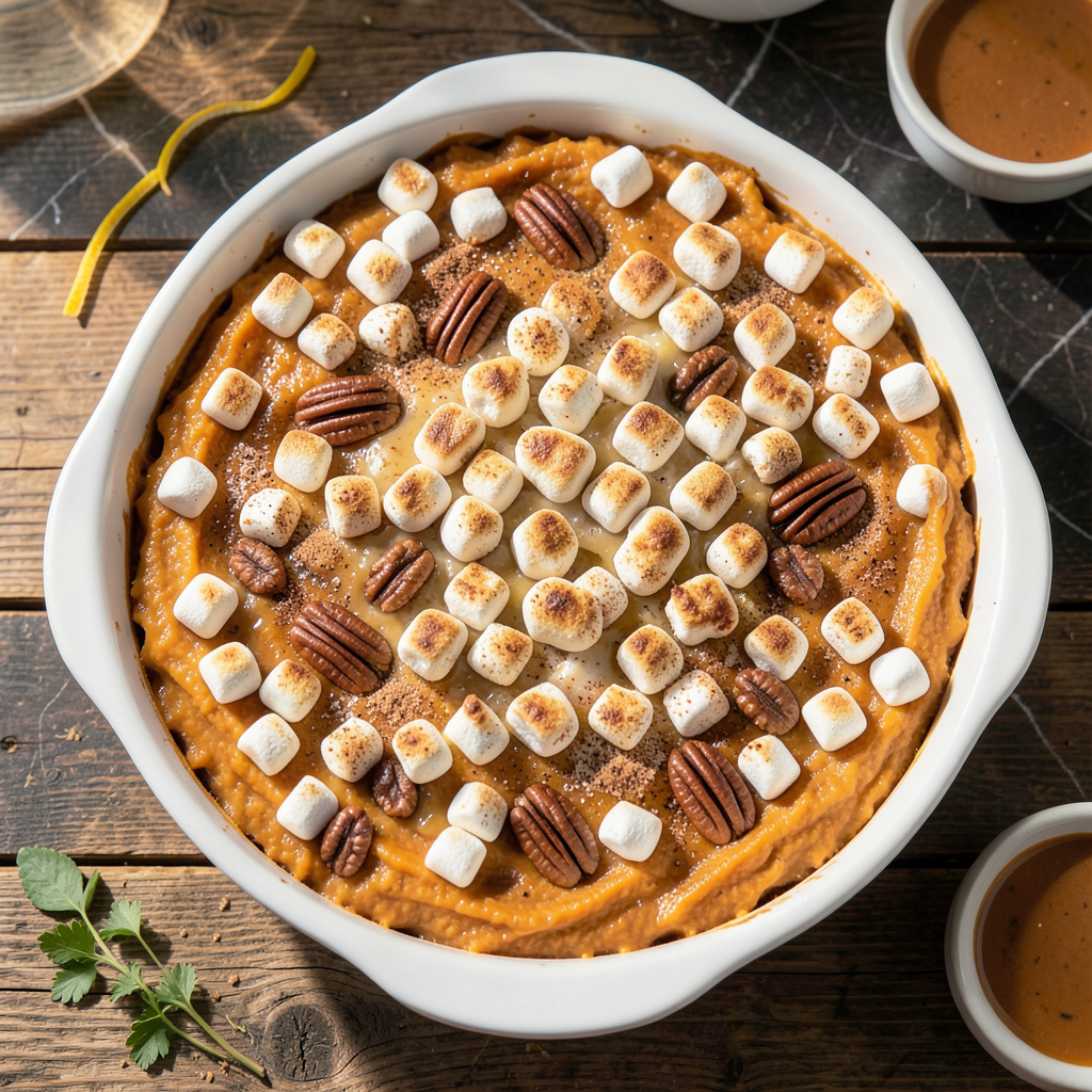 Recipe for Sweet Potato Casserole With Marshmallow Topping: Golden ...